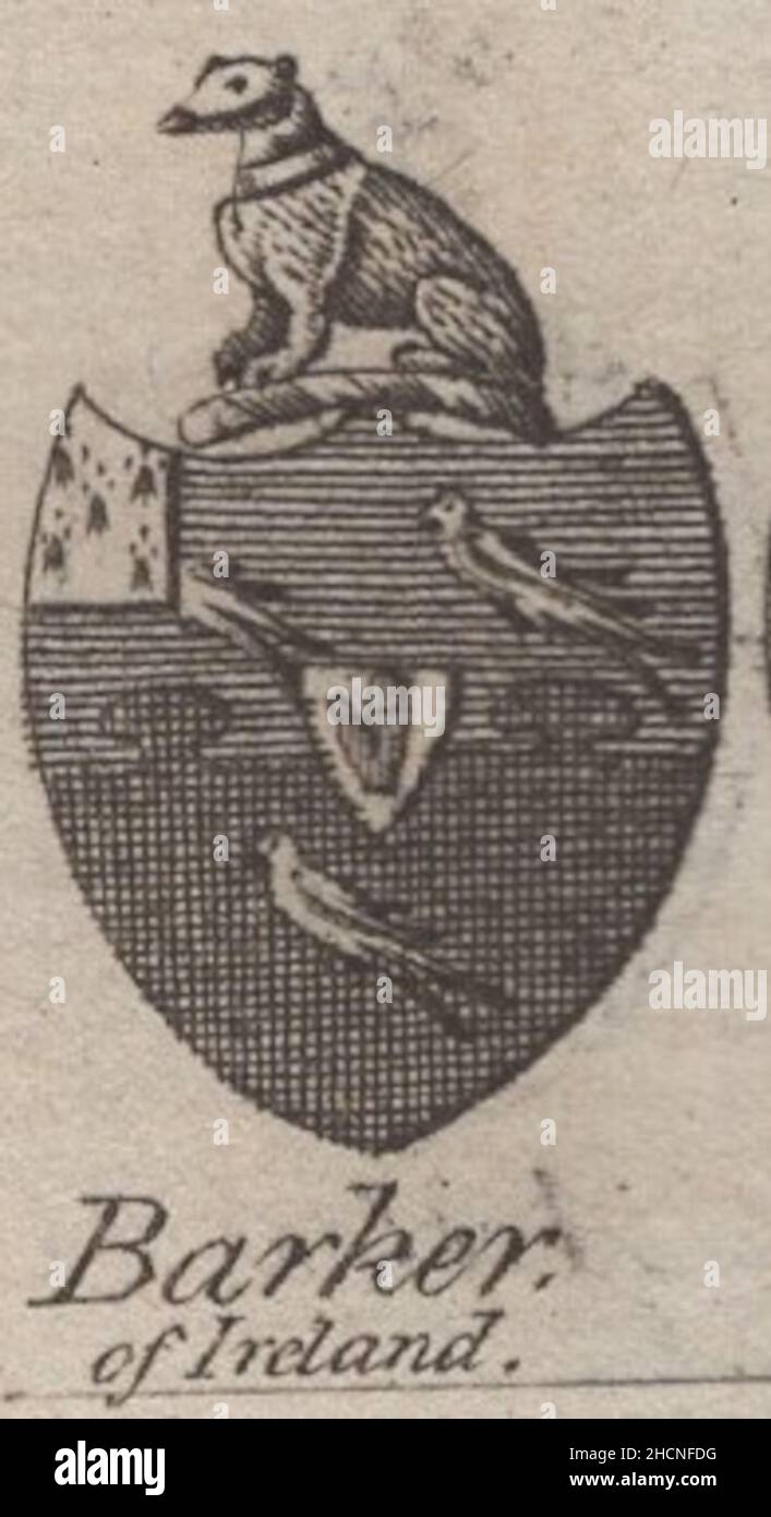 antique 18th century engraving heraldy coat of arms, English Baronet ...