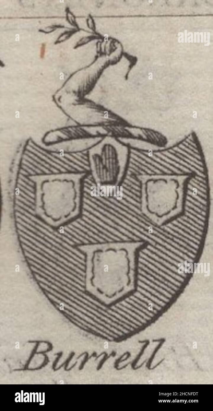 antique 18th century engraving heraldy coat of arms, English Baronet of ...