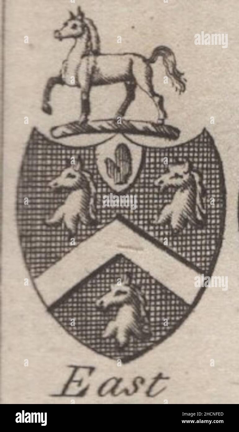 antique 18th century engraving heraldy coat of arms, English Baronet ...