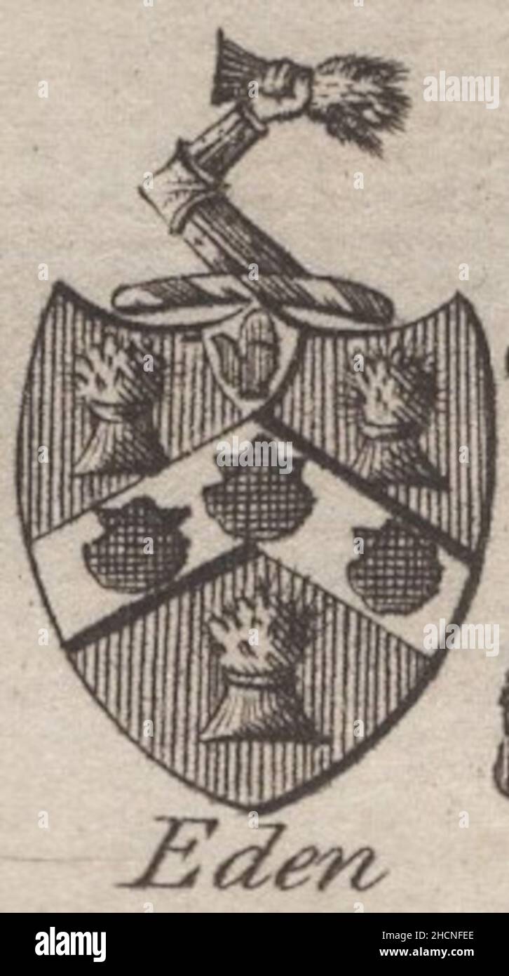 antique 18th century engraving heraldy coat of arms, English Baronet ...