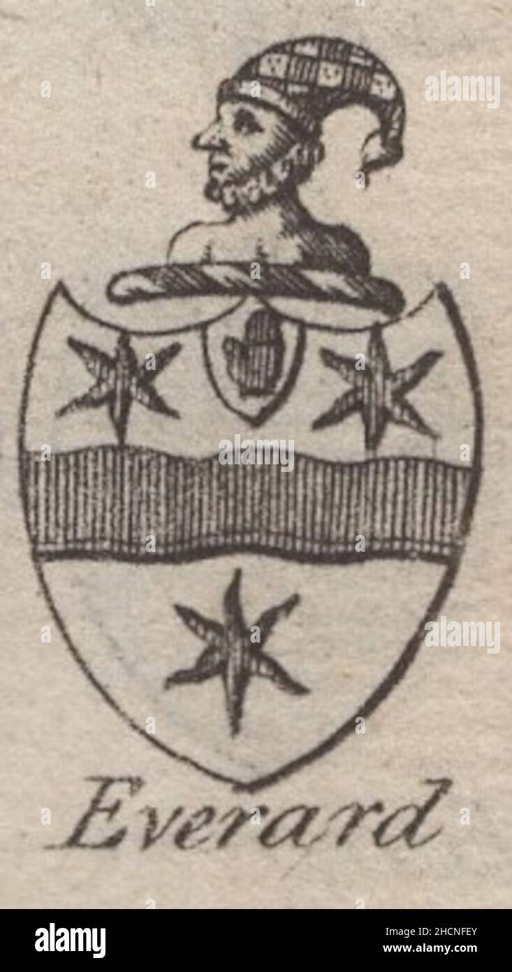 antique 18th century engraving heraldy coat of arms, English Baronet of ...