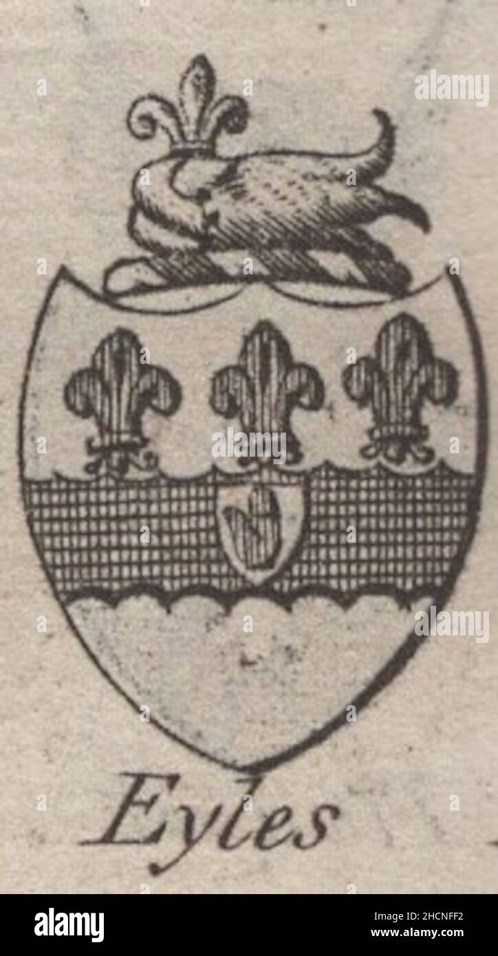 antique 18th century engraving heraldy coat of arms, English Baronet of ...