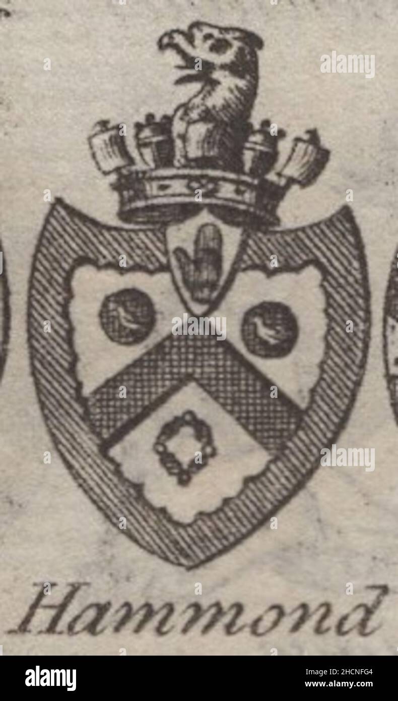 antique 18th century engraving heraldy coat of arms, English Baronet ...