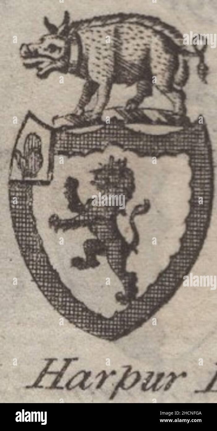 antique 18th century engraving heraldy coat of arms, English Baronet ...