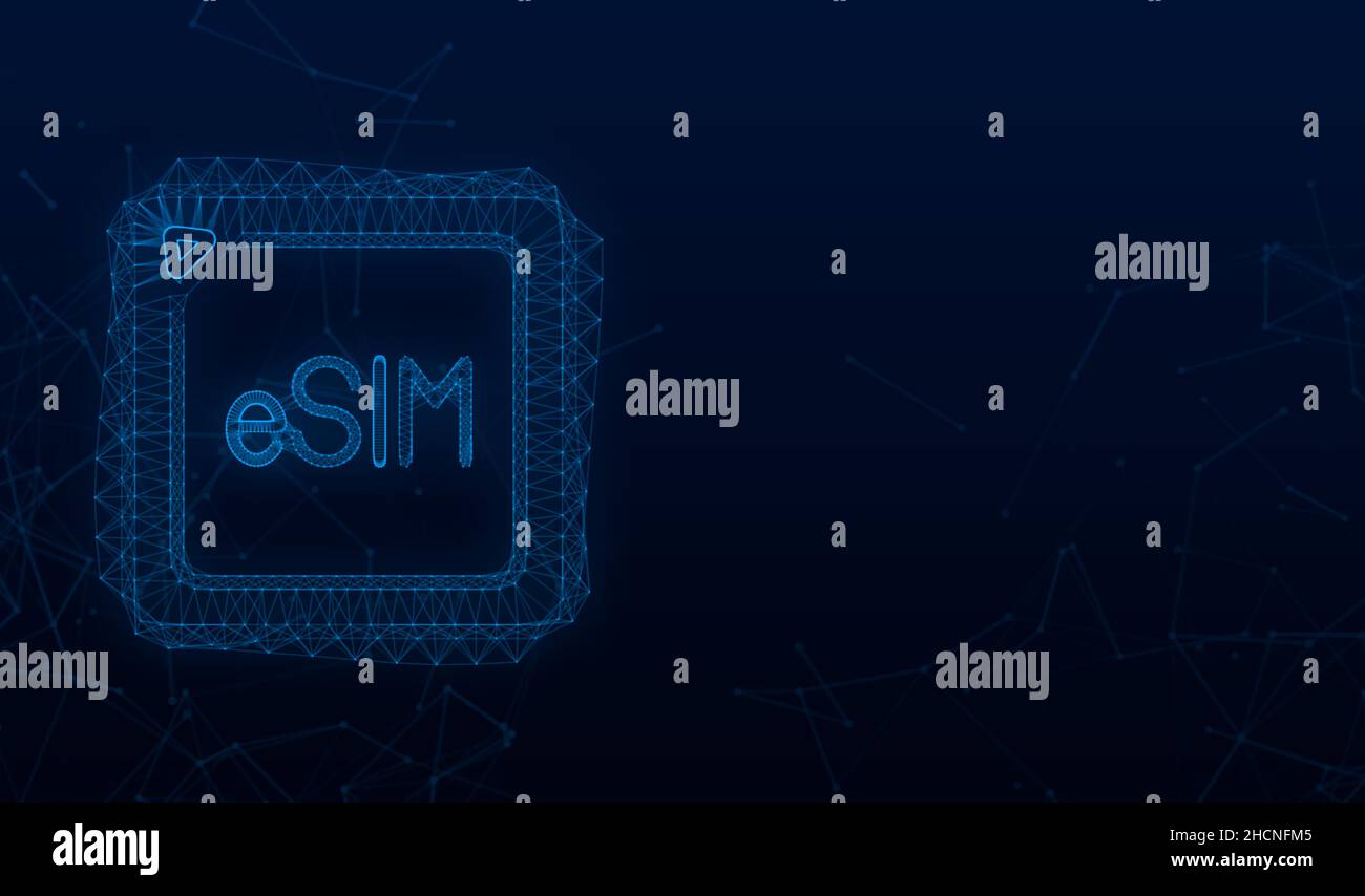 eSIM Embedded SIM card icon symbol concept. new chip mobile cellular ...