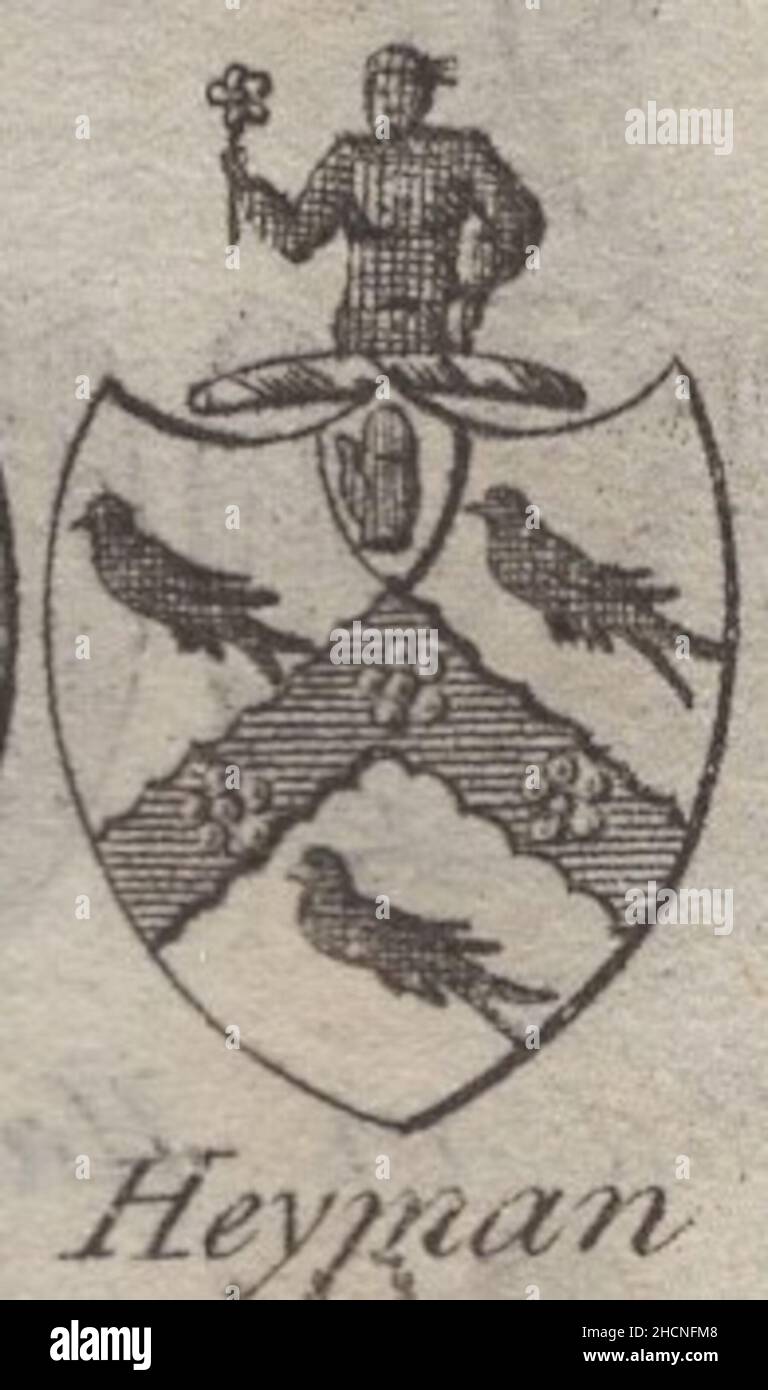 antique 18th century engraving heraldy coat of arms, English Baronet ...