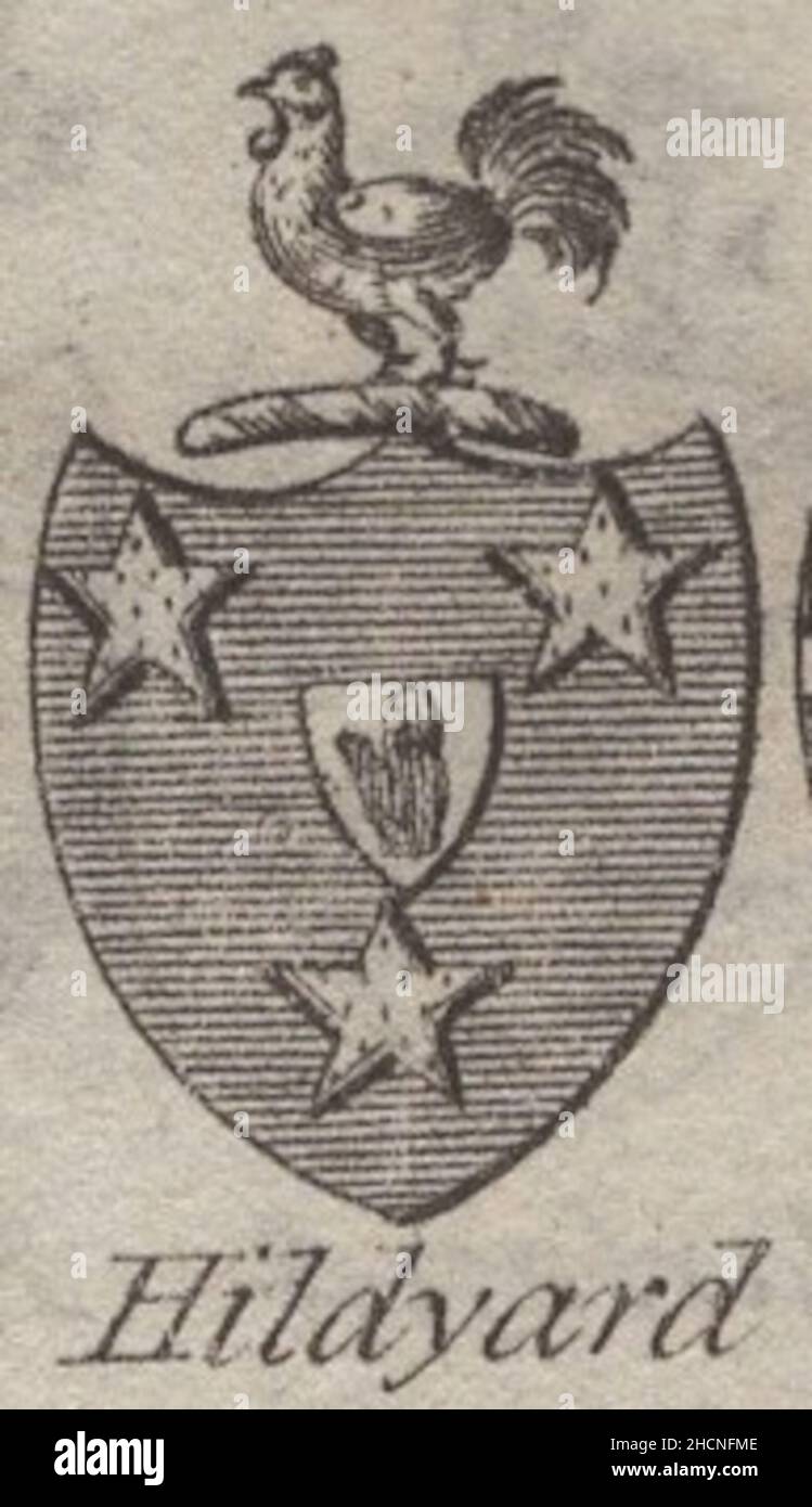 antique 18th century engraving heraldy coat of arms, English Baronet ...