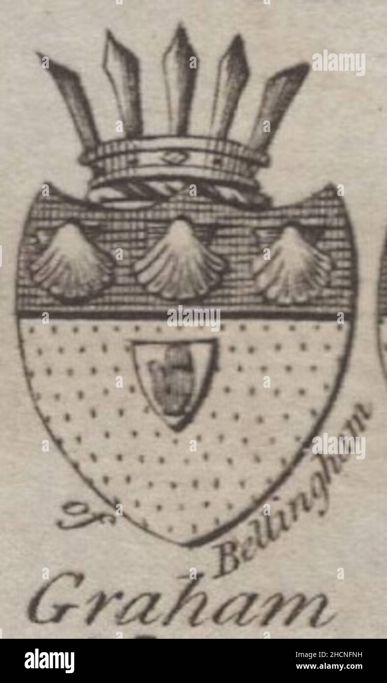 antique 18th century engraving heraldy coat of arms, English Baronet ...