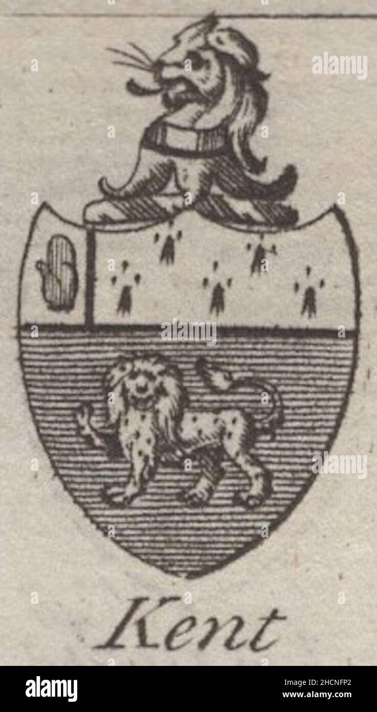 antique 18th century engraving heraldy coat of arms, English Baronet ...