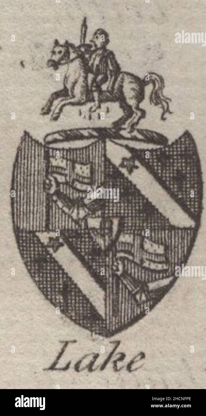 antique 18th century engraving heraldy coat of arms, English Baronet ...