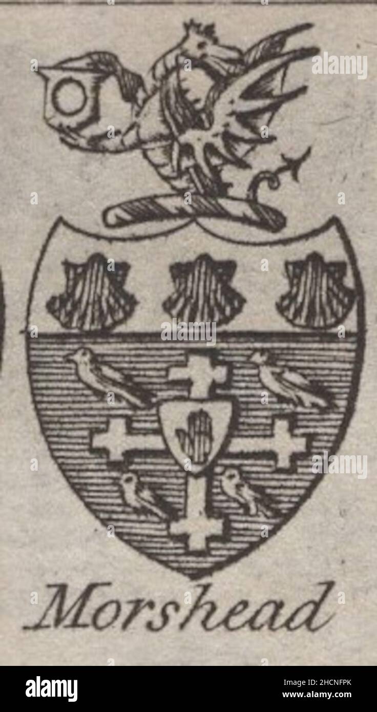 antique 18th century engraving heraldy coat of arms, English Baronet ...