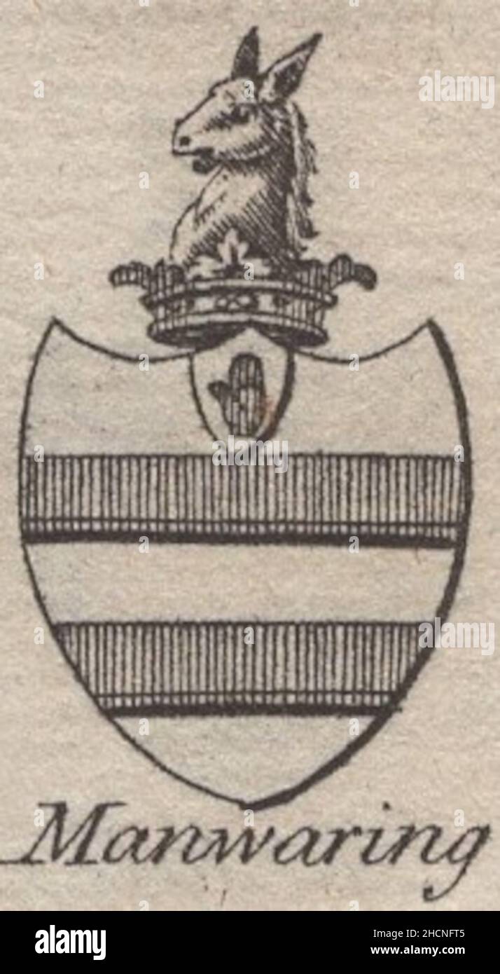 antique 18th century engraving heraldy coat of arms, English Baronet ...