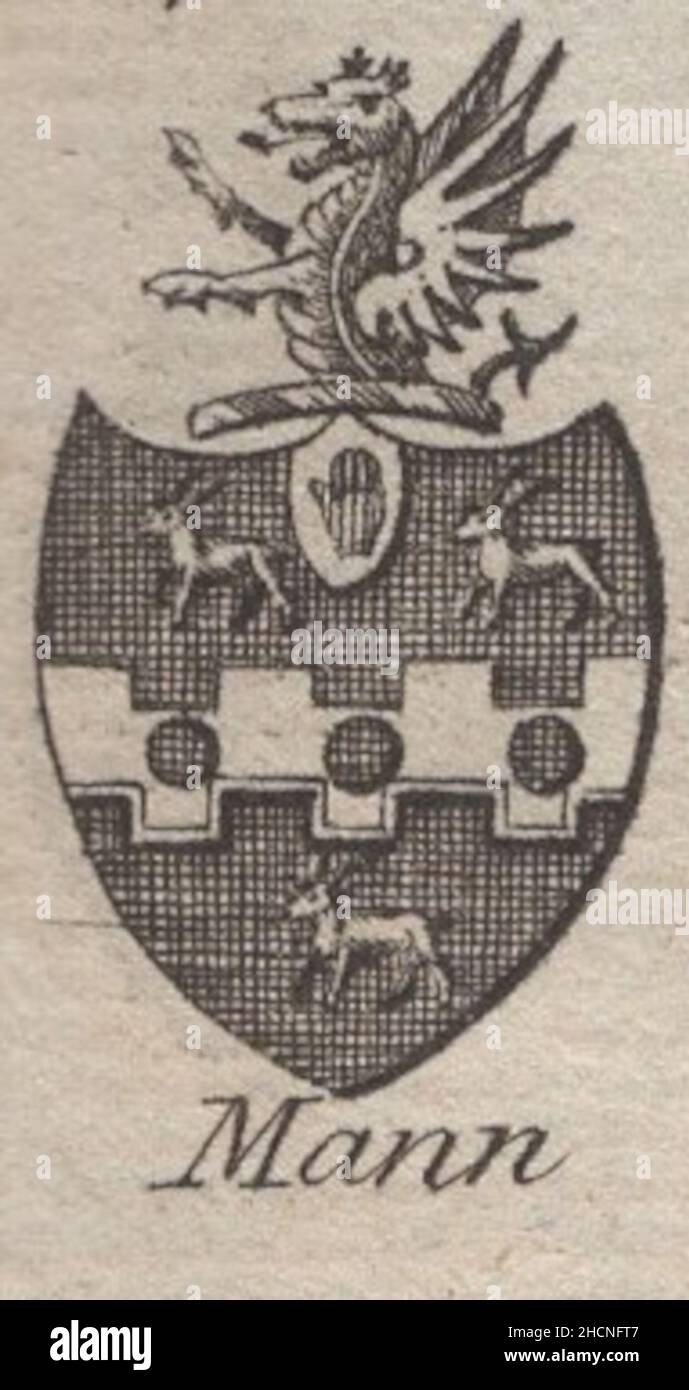 antique 18th century engraving heraldy coat of arms, English Baronet ...