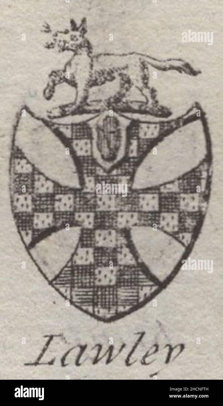 antique 18th century engraving heraldy coat of arms, English Baronet ...