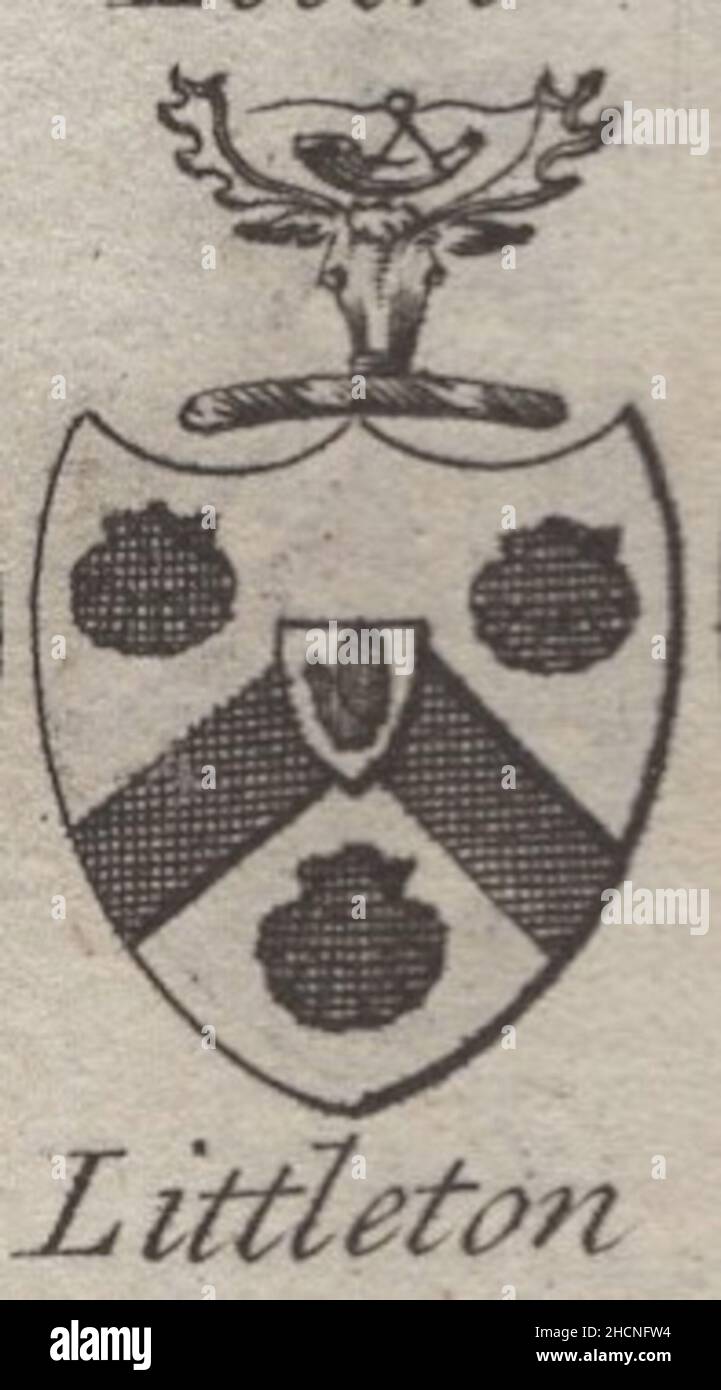 antique 18th century engraving heraldy coat of arms, English Baronet of ...