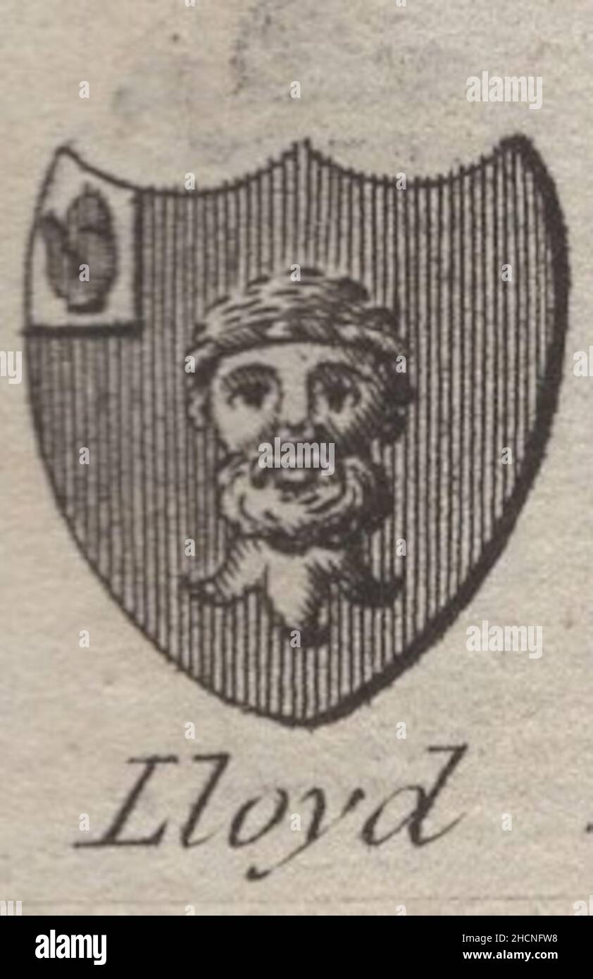 antique 18th century engraving heraldy coat of arms, English Baronet of ...