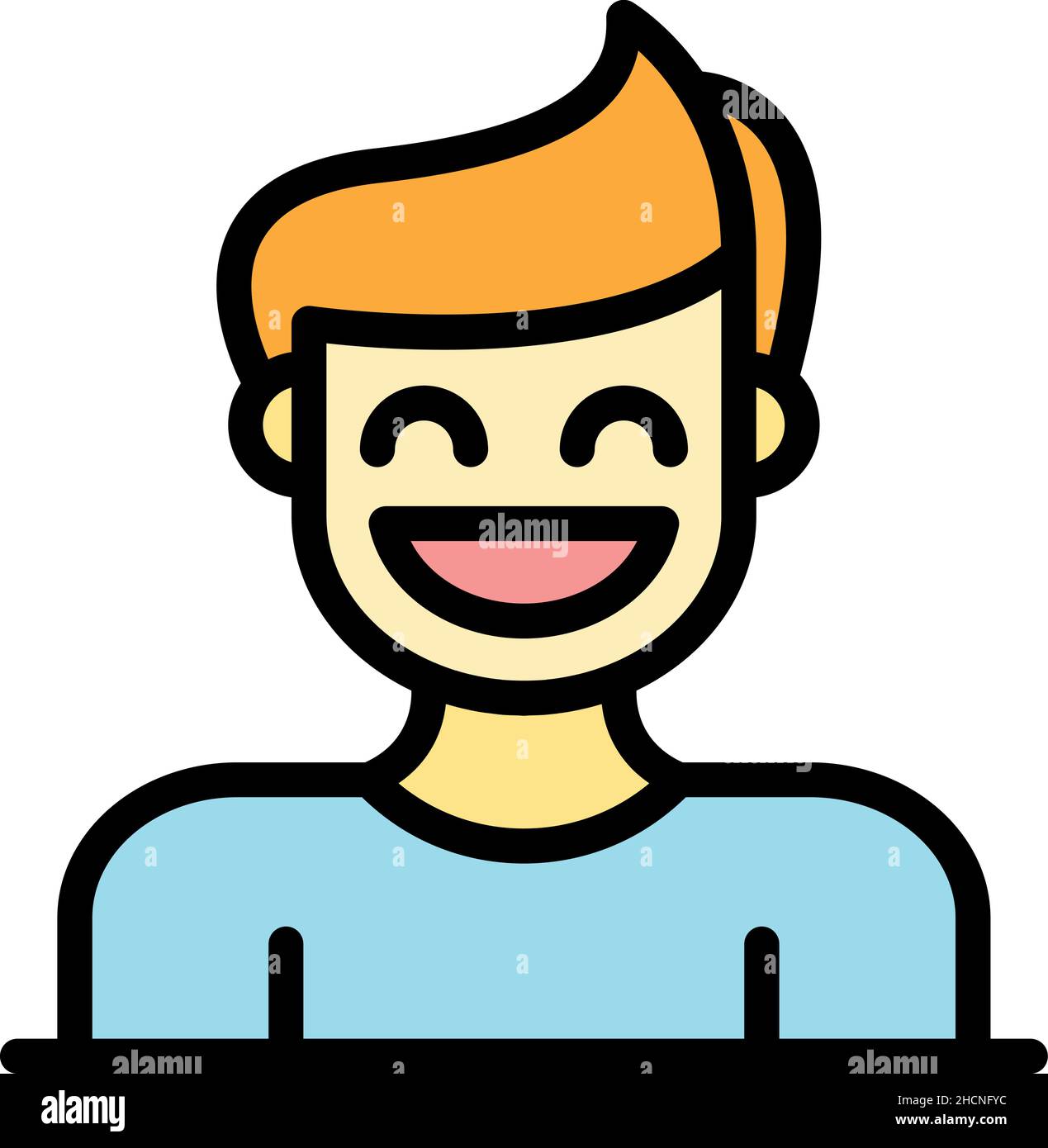 Smiling boy icon. Outline smiling boy vector icon color flat isolated ...