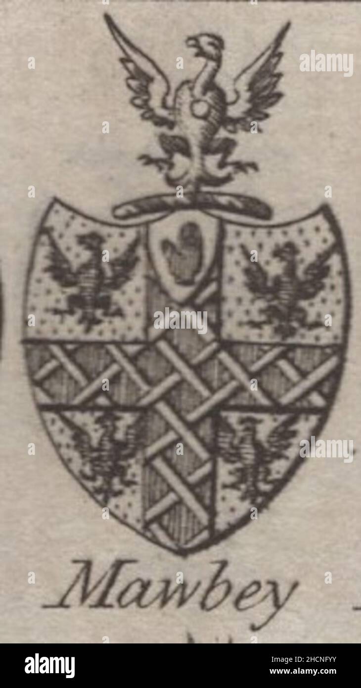 antique 18th century engraving heraldy coat of arms, English Baronet of ...
