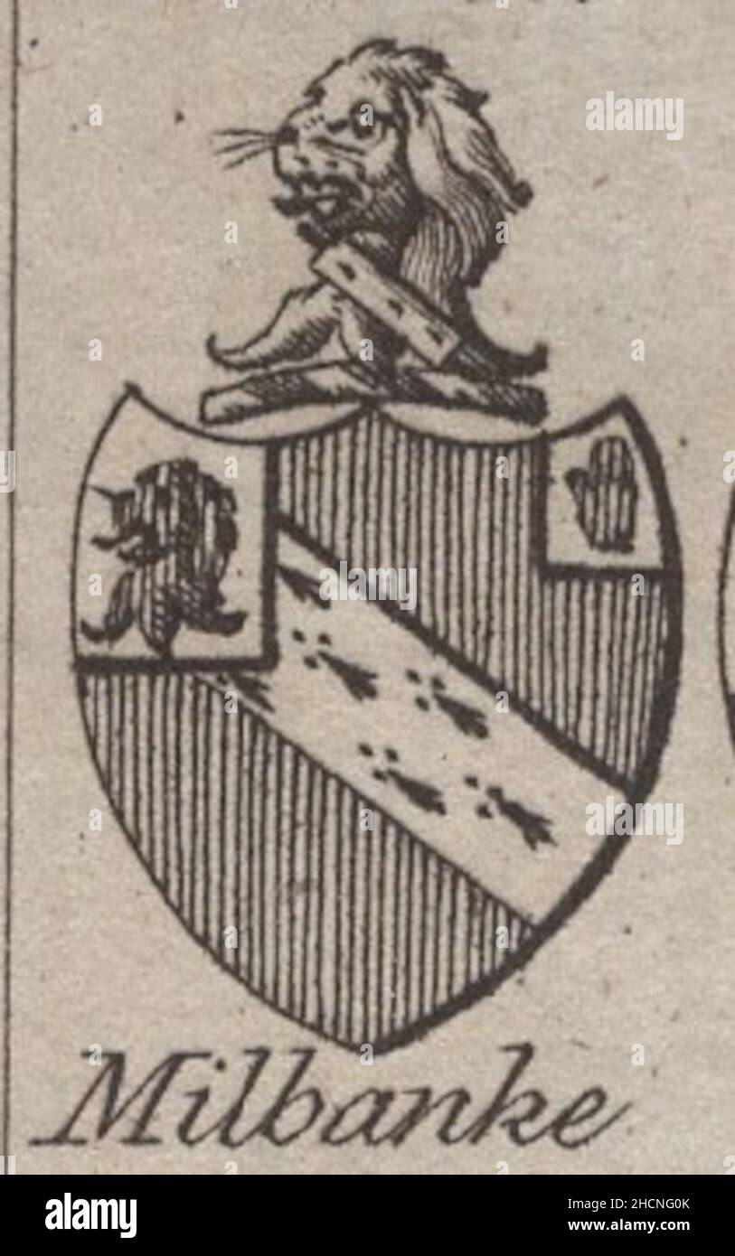 antique 18th century engraving heraldy coat of arms, English Baronet of ...