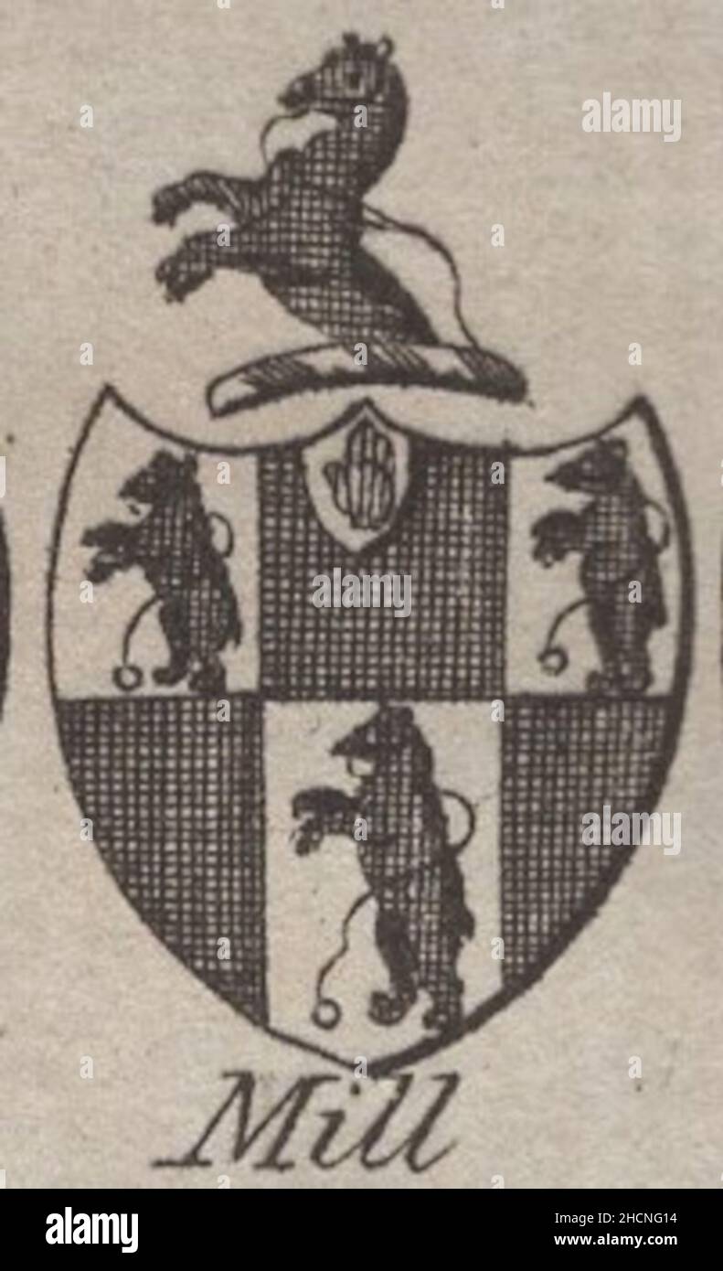 antique 18th century engraving heraldy coat of arms, English Baronet of ...