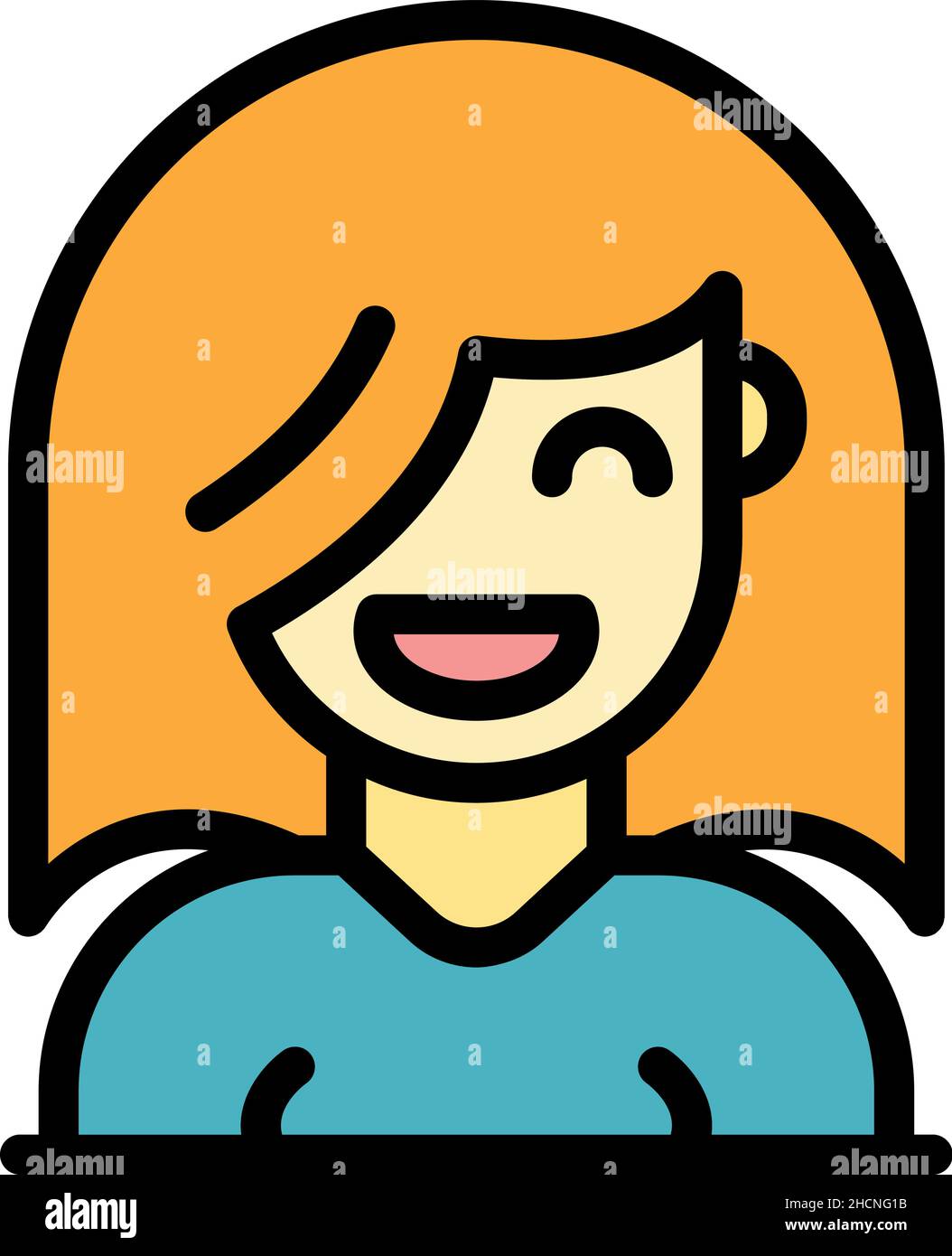 Smiling student girl icon. Outline smiling student girl vector icon ...