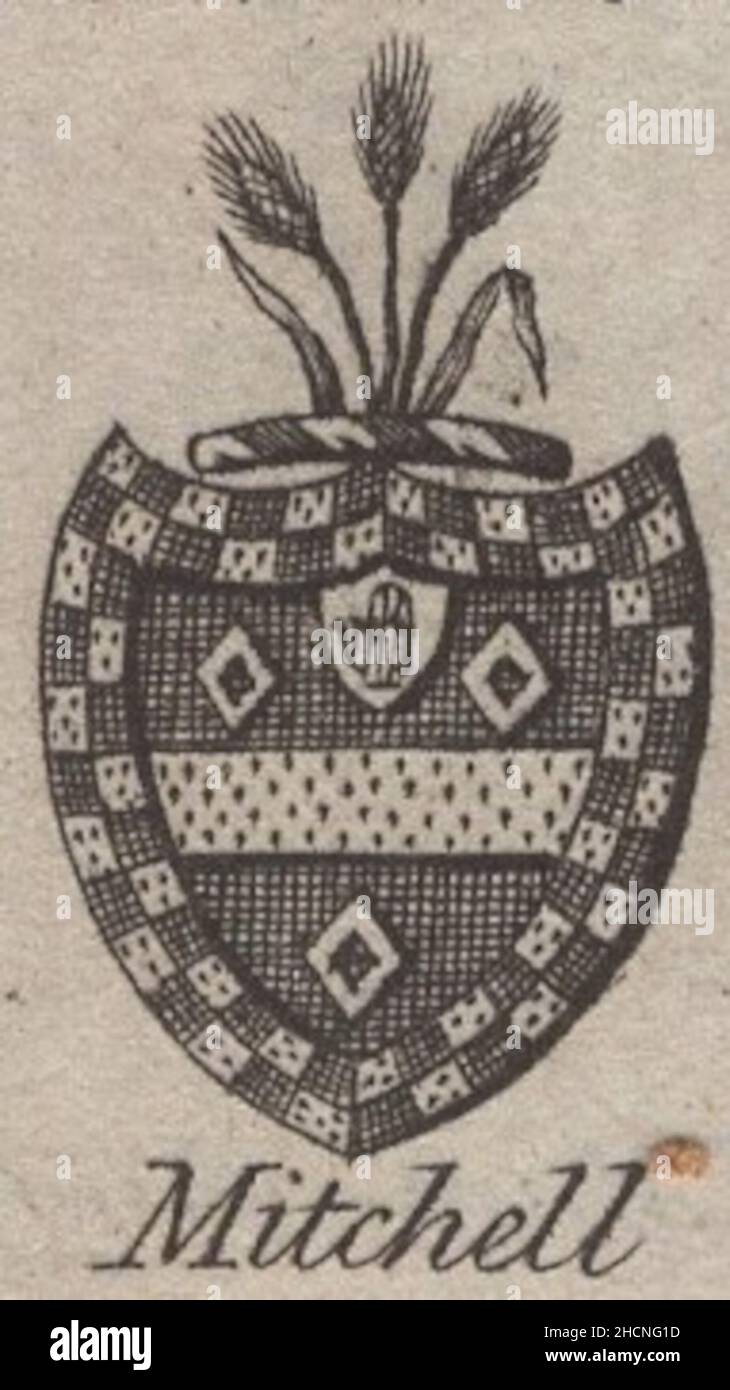 antique 18th century engraving heraldy coat of arms, English Baronet ...