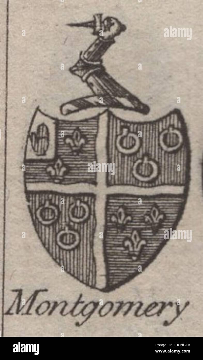 antique 18th century engraving heraldy coat of arms, English Baronet ...