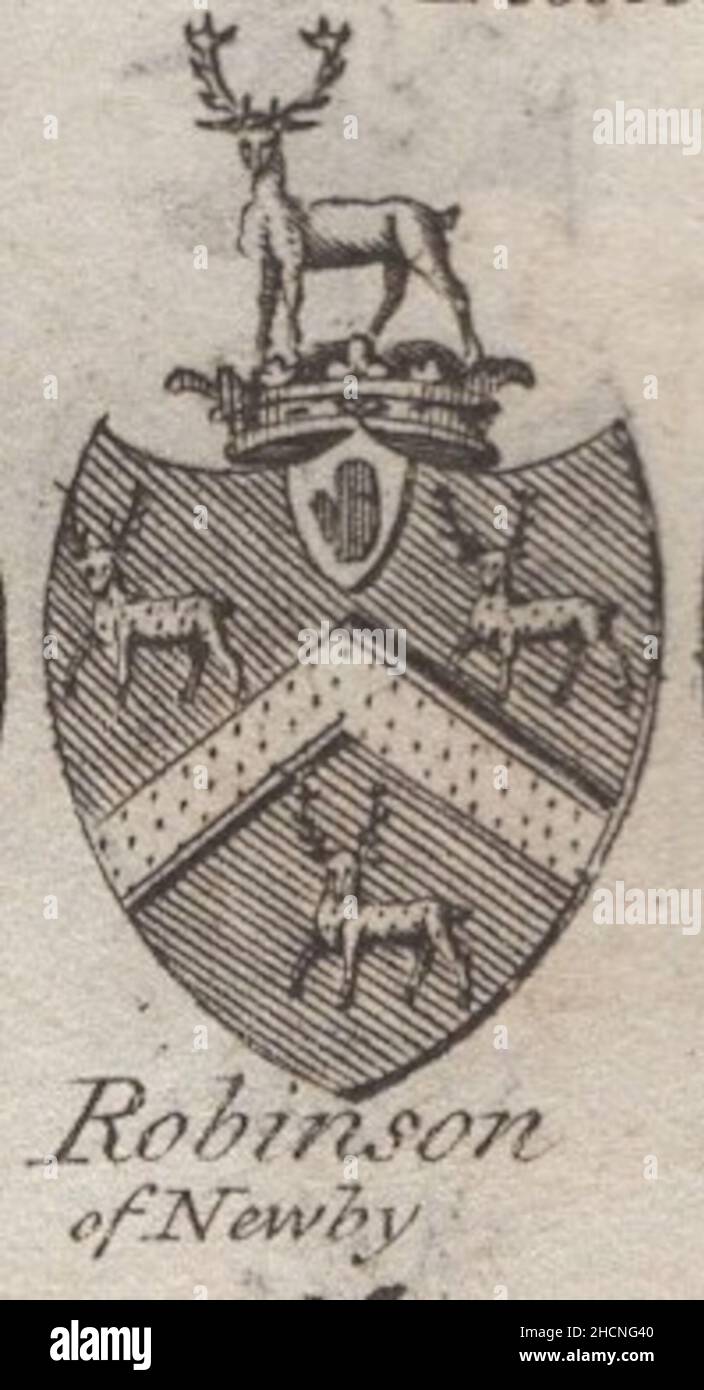 antique 18th century engraving heraldy coat of arms, English Baronet ...