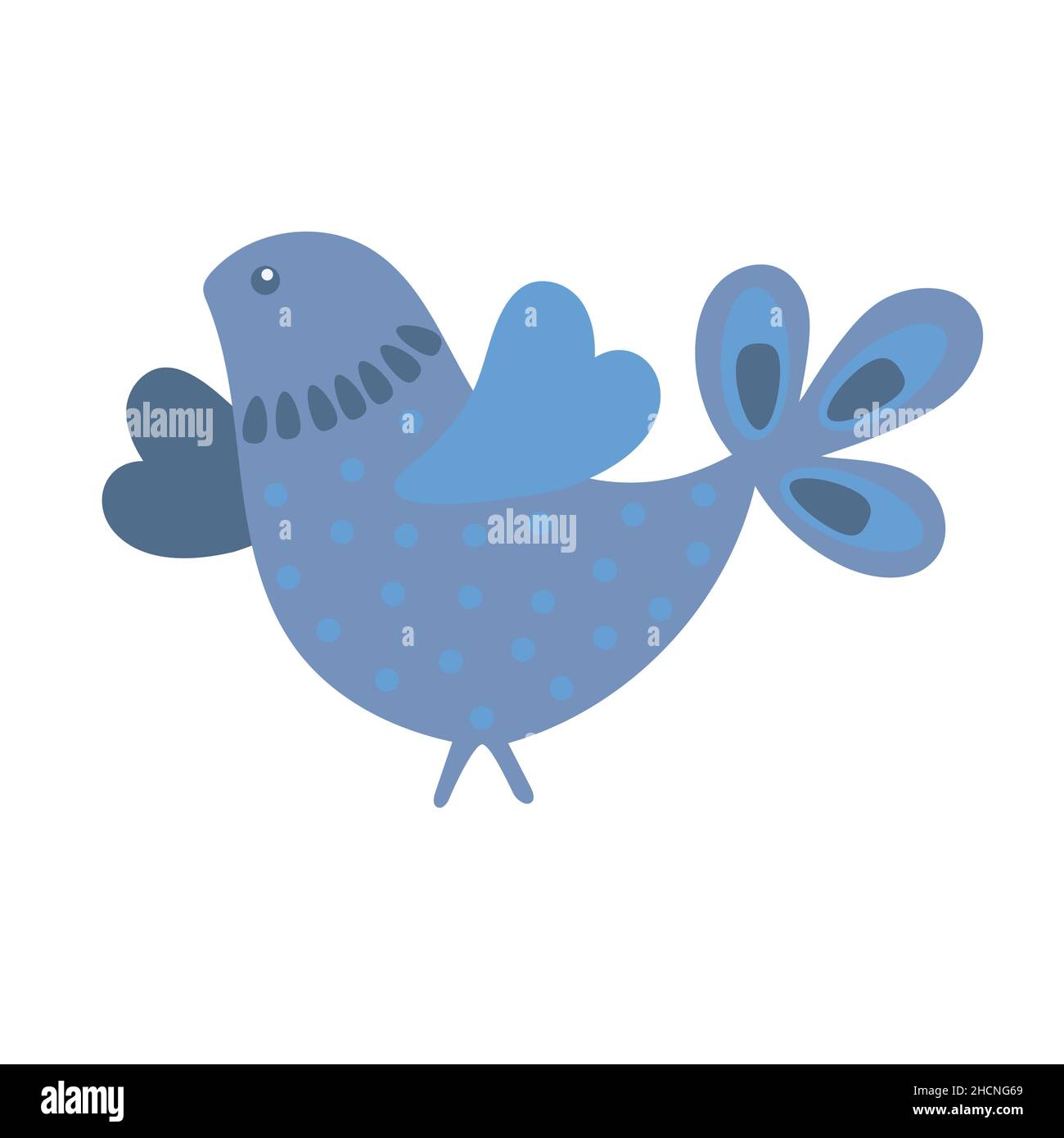 Cute little blue bird vector illustration in simple cartoon style ...