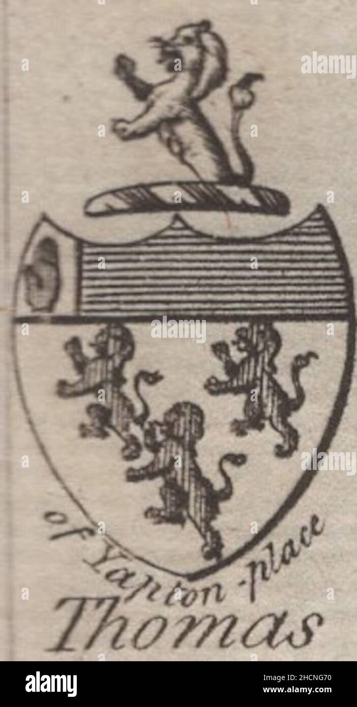 antique 18th century engraving heraldy coat of arms, English Baronet ...