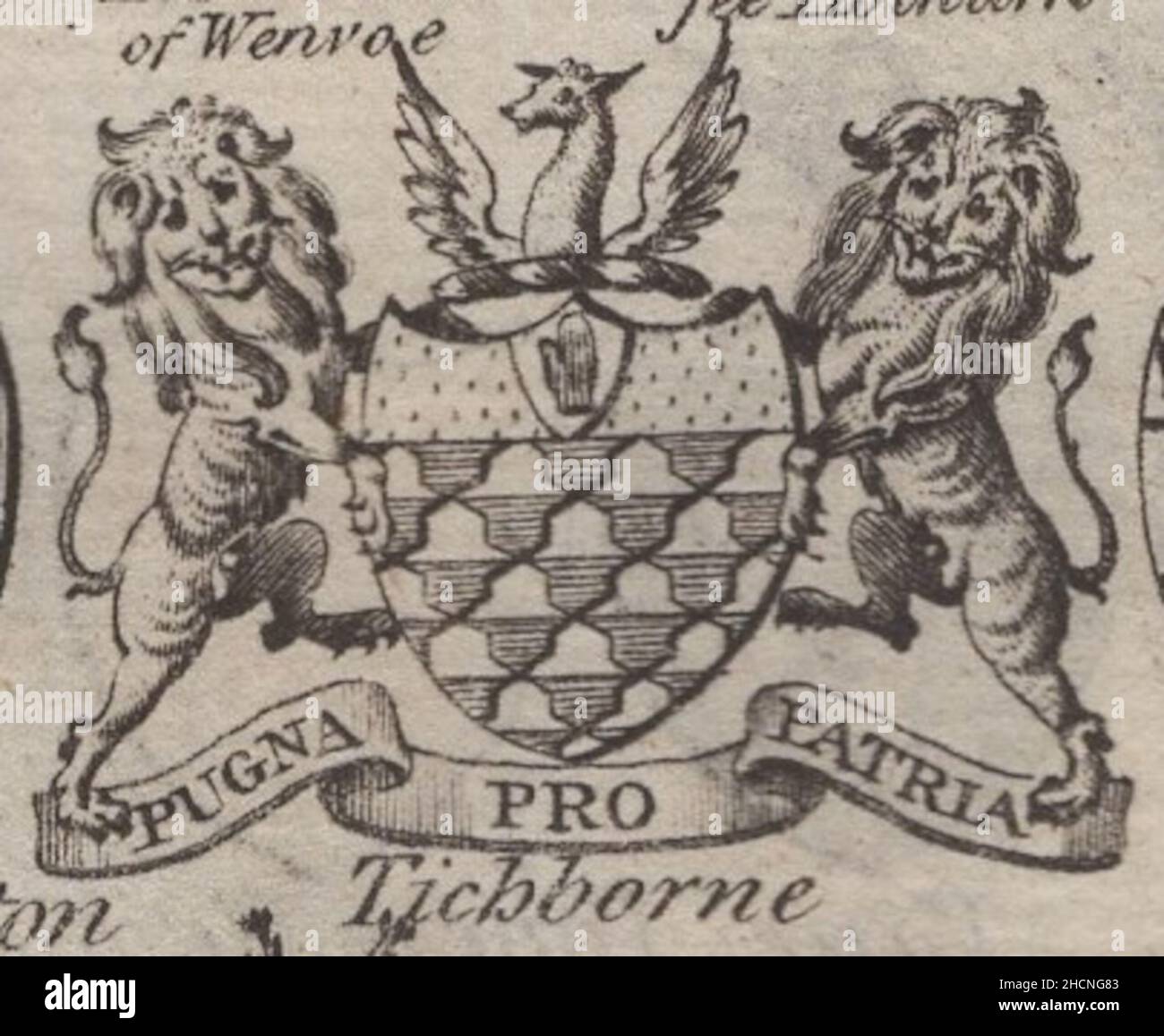 antique 18th century engraving heraldy coat of arms, English Baronet ...