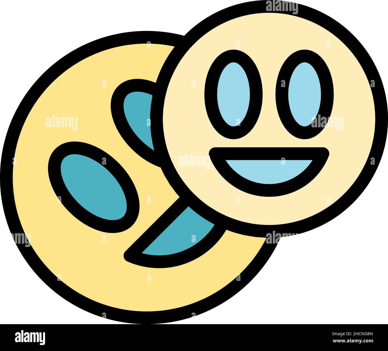 Chat emoji icon. Outline chat emoji vector icon color flat isolated ...