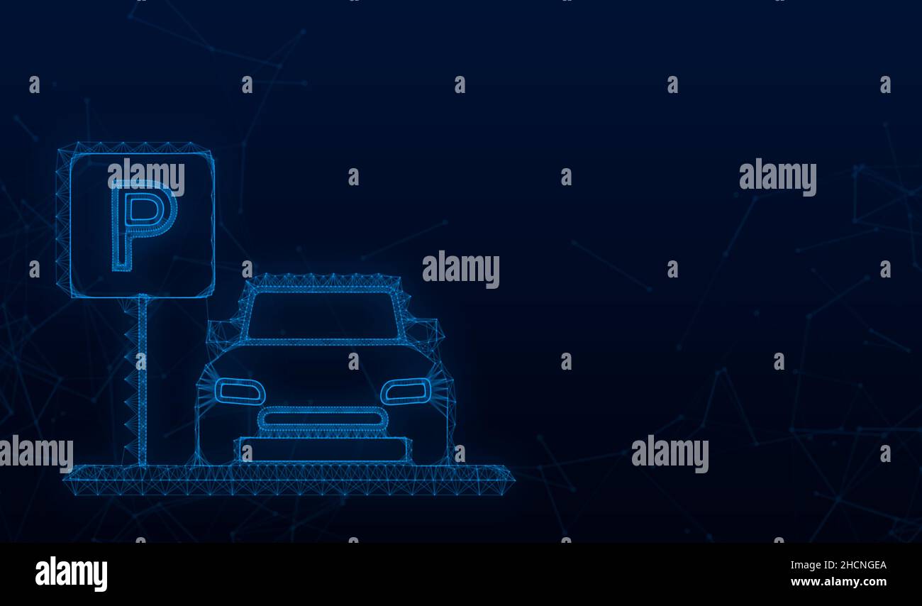 Template with parking. Logo, icon, label. Parking on blue background ...