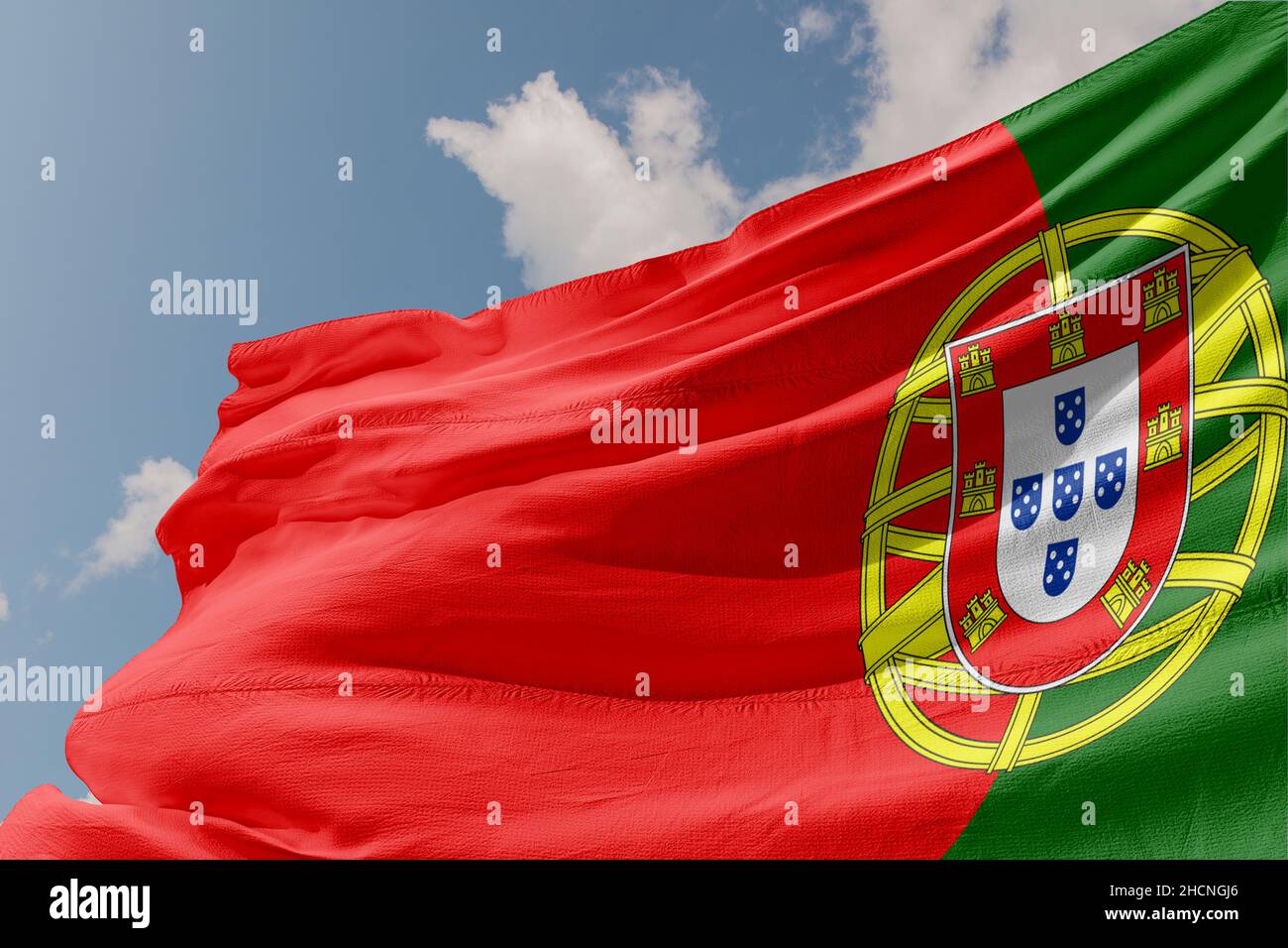 The flag of Portugal is a rectangular bicolour with a field divided ...