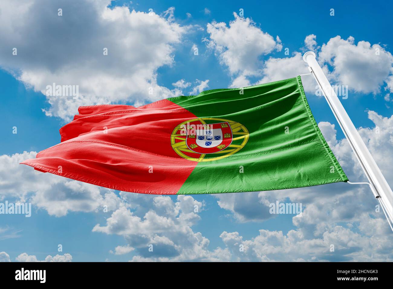 The flag of Portugal is a rectangular bicolour with a field divided ...