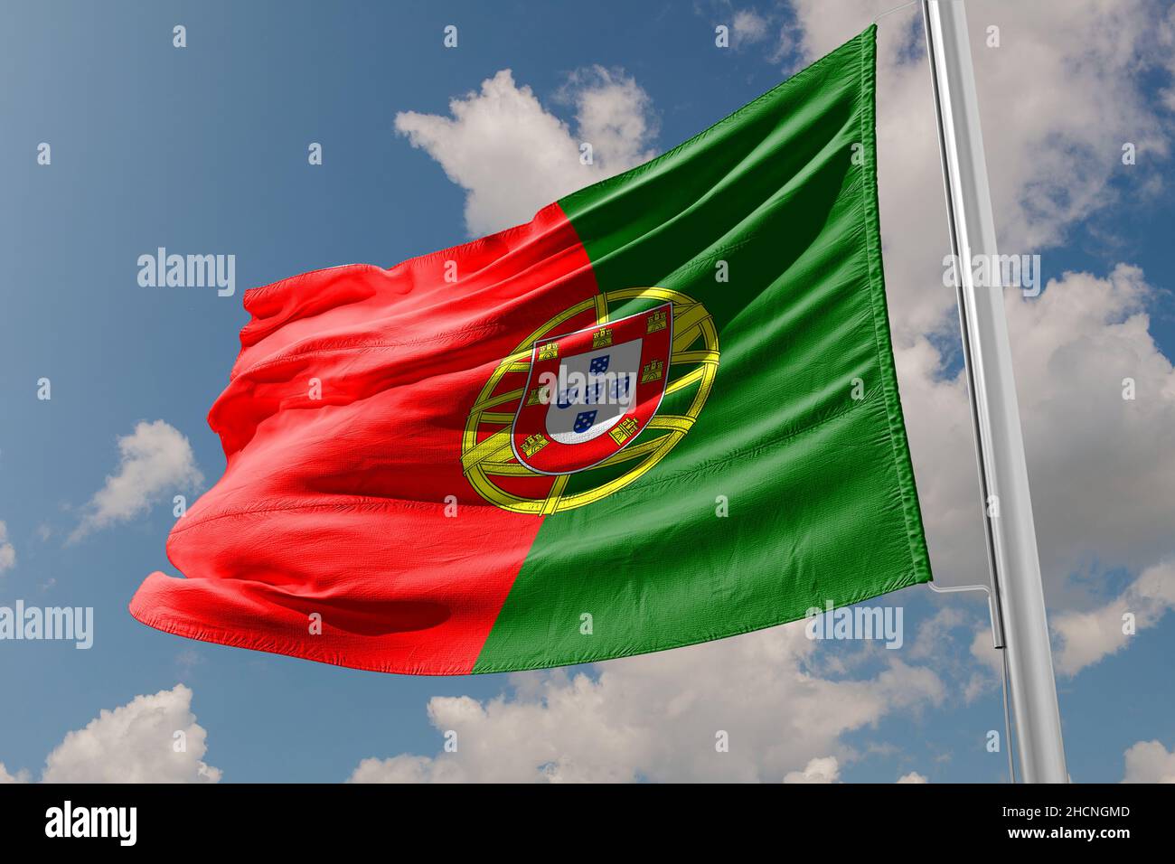 The flag of Portugal is a rectangular bicolour with a field divided ...