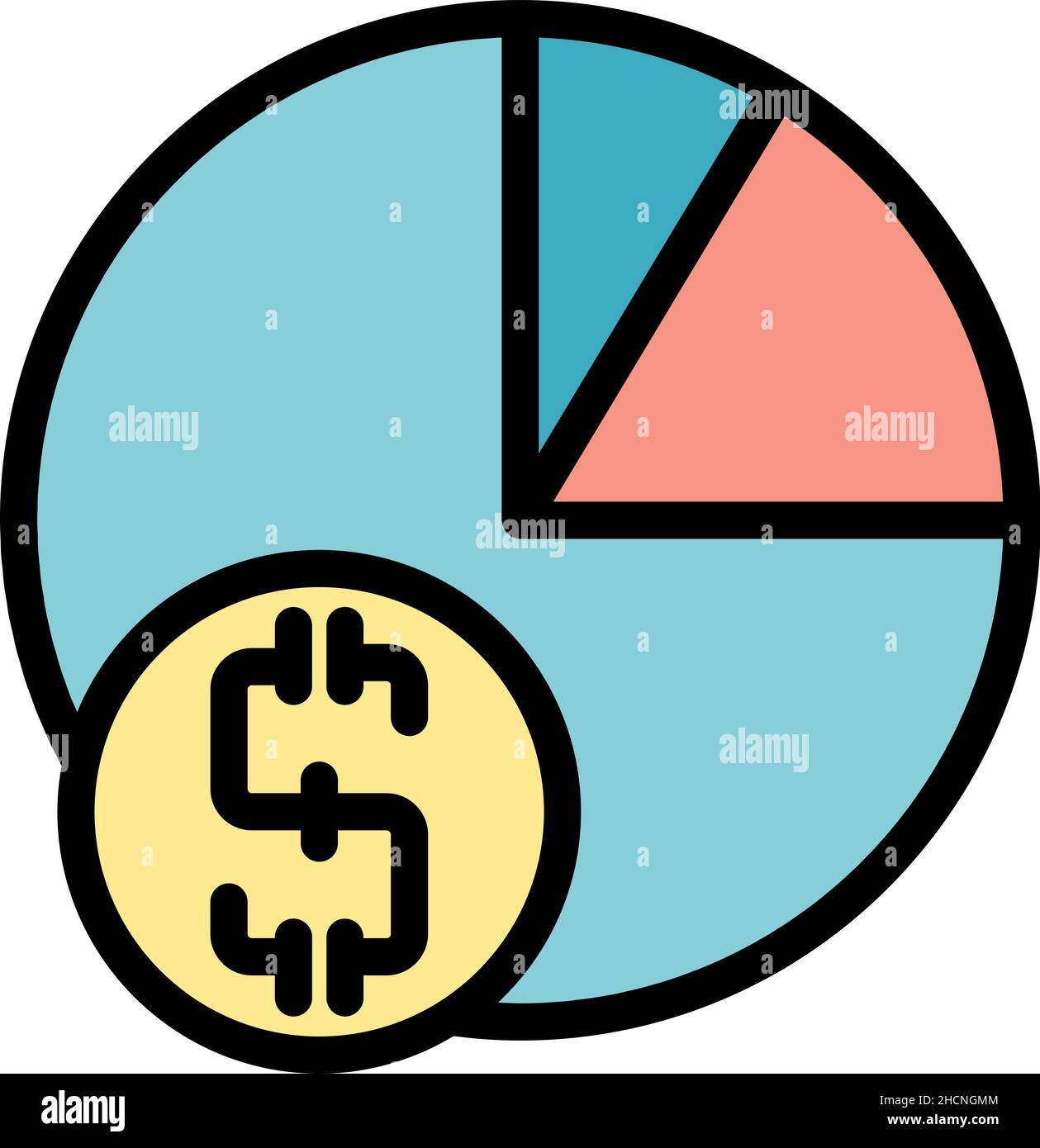 Business collaboration pie chart icon. Outline business collaboration ...