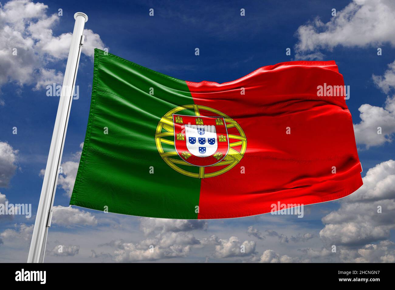 The flag of Portugal is a rectangular bicolour with a field divided ...