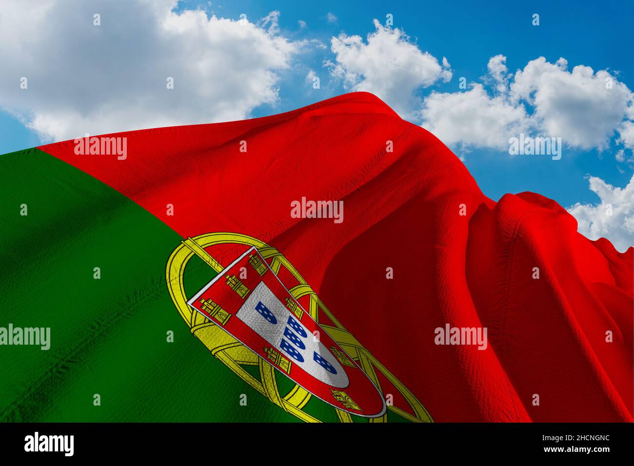 The flag of Portugal is a rectangular bicolour with a field divided ...