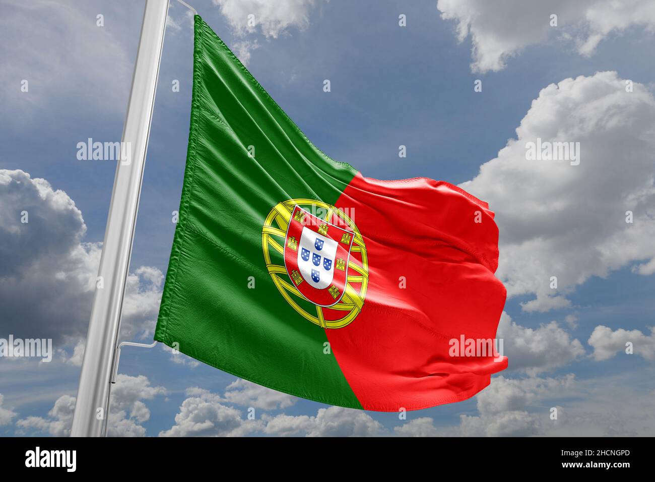 The flag of Portugal is a rectangular bicolour with a field divided ...
