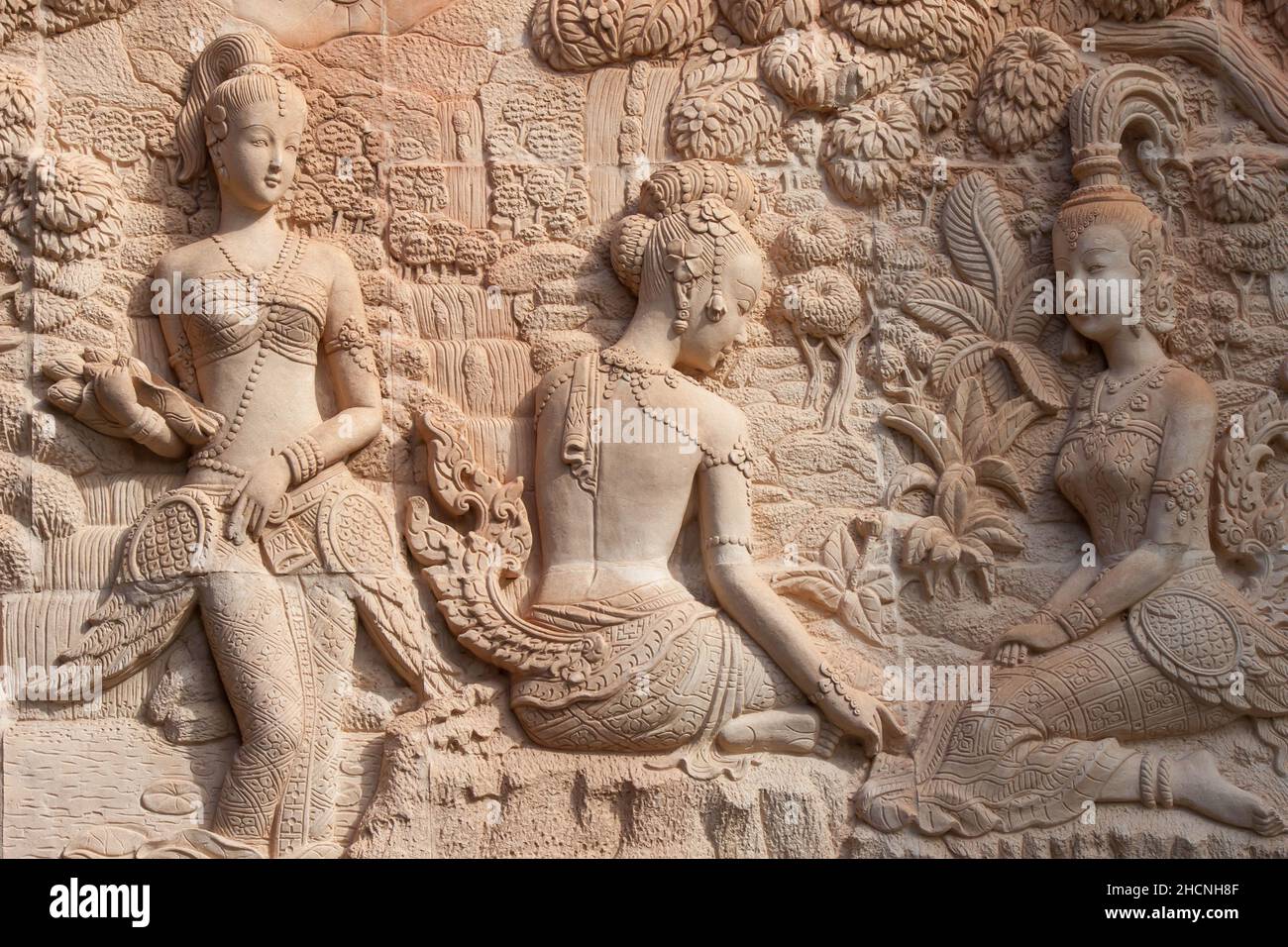 Ancient sculpture with women in a temple Stock Photo - Alamy