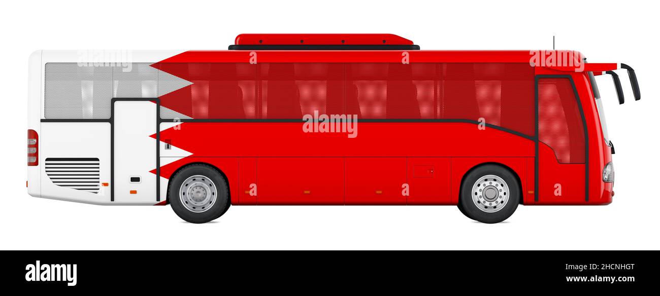 Bus travel in Bahrain, Bahraini bus tours, concept. 3D rendering ...