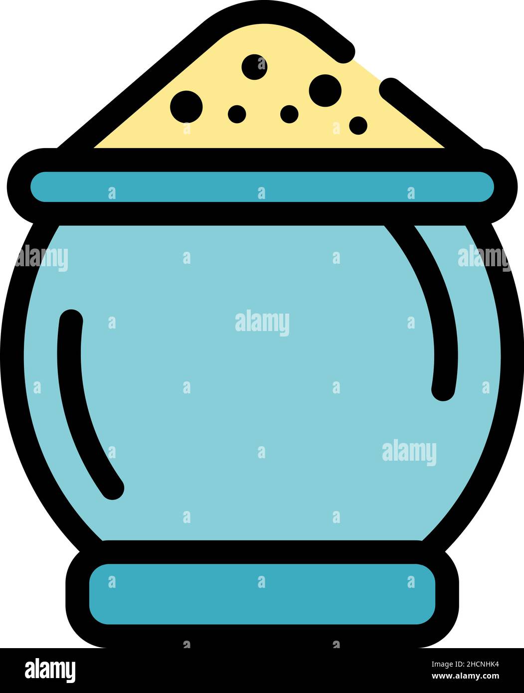 Bowl with the flour icon. Outline bowl with the flour vector icon color ...