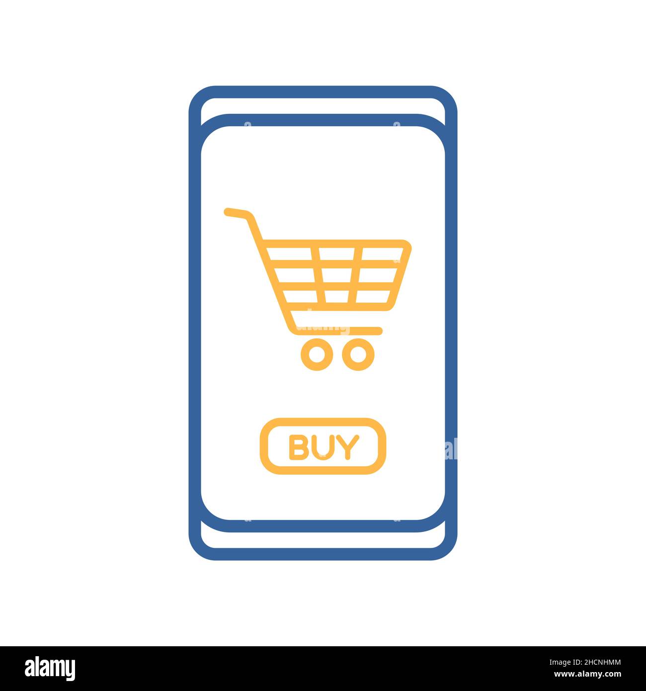 Mobile phone shopping or online shopping with cart vector icon. E ...