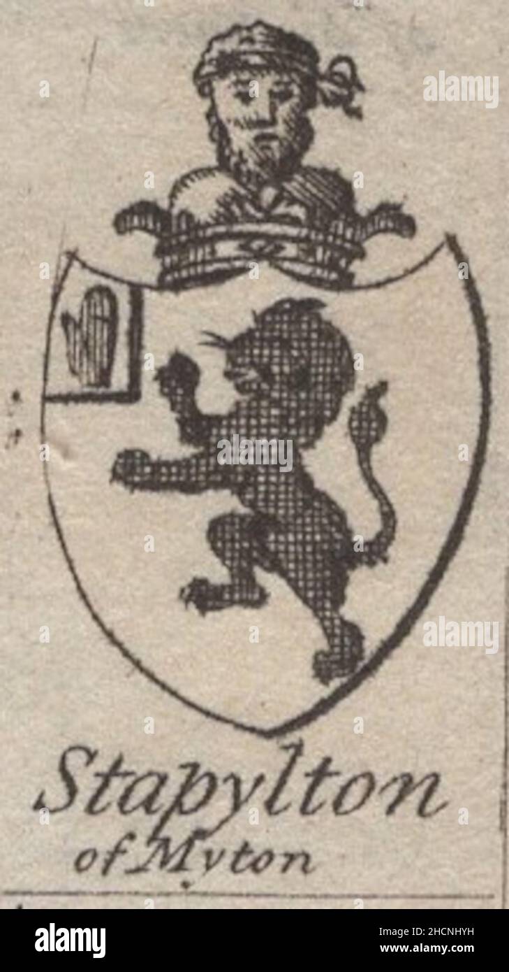 antique 18th century engraving heraldy coat of arms, English Baronet ...