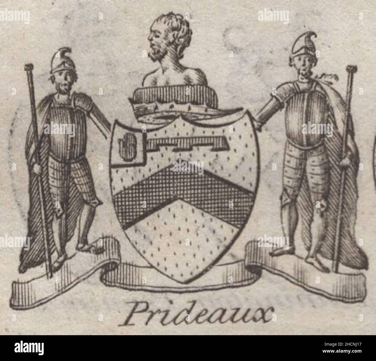 antique 18th century engraving heraldy coat of arms, English Baronet of ...