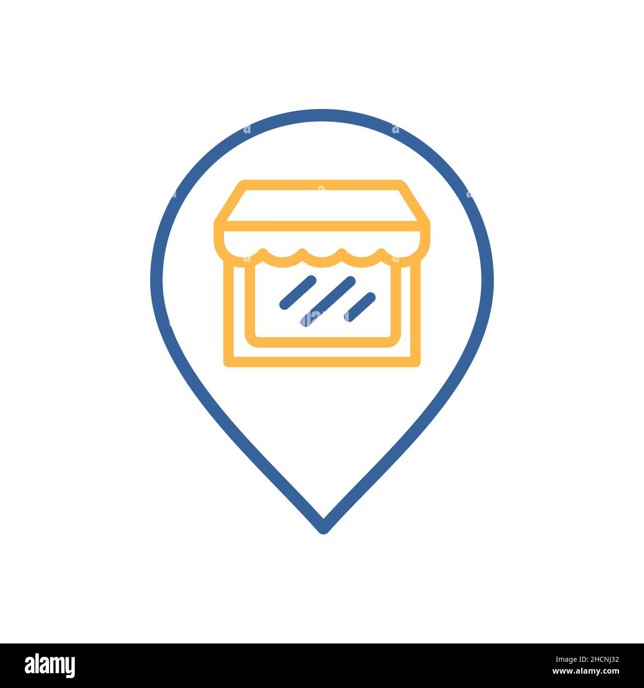 Supermarket store front pin map flat icon. E-commerce sign. Graph ...