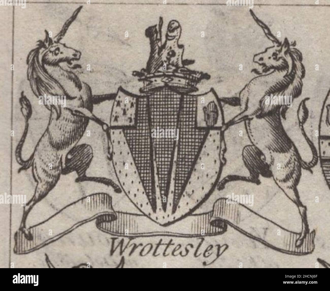 antique 18th century engraving heraldy coat of arms, English Baronet of ...