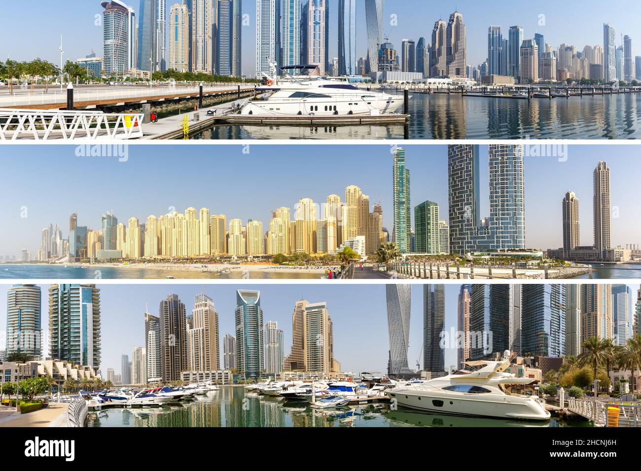 Dubai Marina and Harbour collage collection skyline architecture wealth ...
