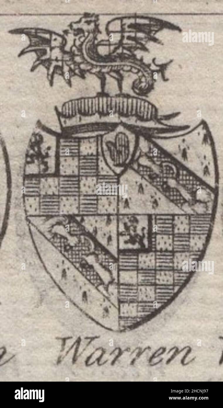 antique 18th century engraving heraldy coat of arms, English Baronet of ...